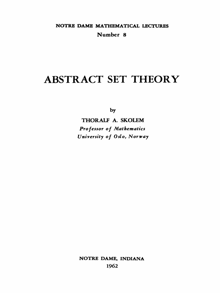 Abstract Set Theory | PDF | Set (Mathematics) | Axiom