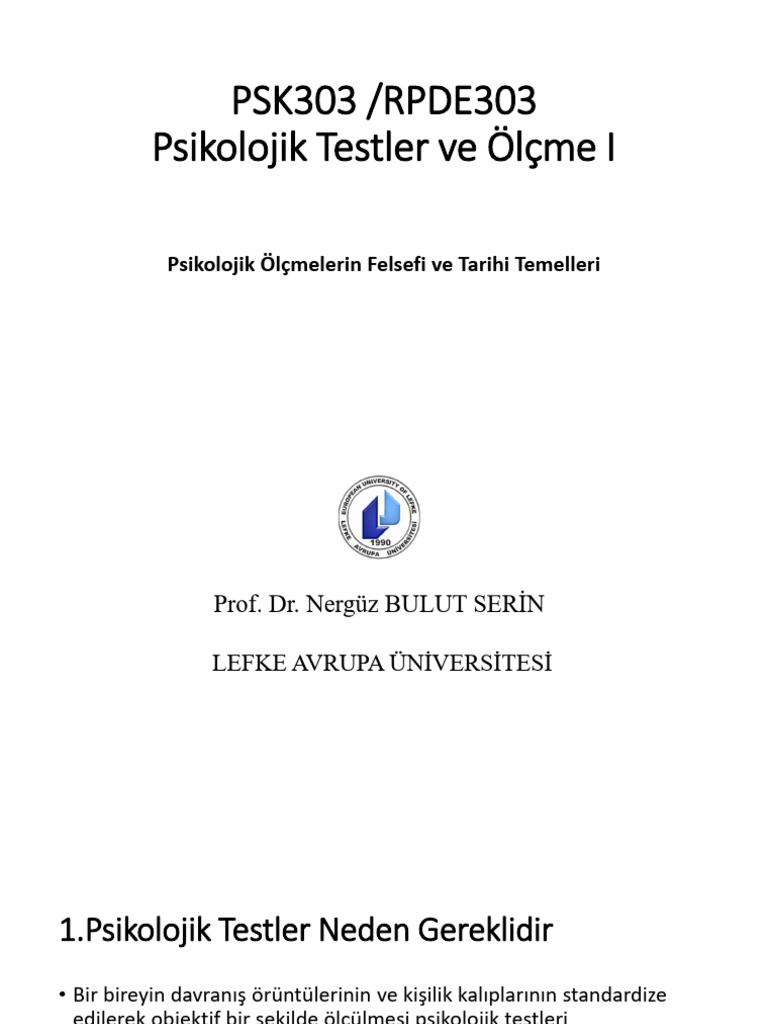Sunu 2 - Psk303 Rpde303 Psi̇koloji̇k Testler 2025-2026 Güz | PDF