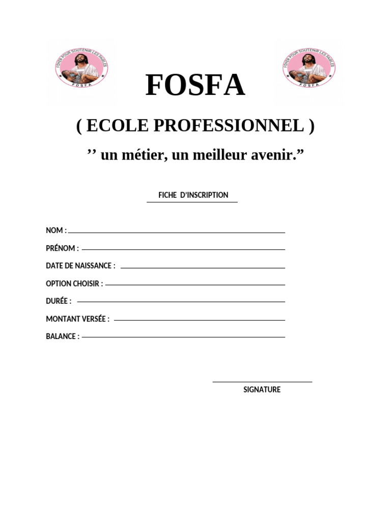 Fosfa ( Formulaire d'Inscription) | PDF