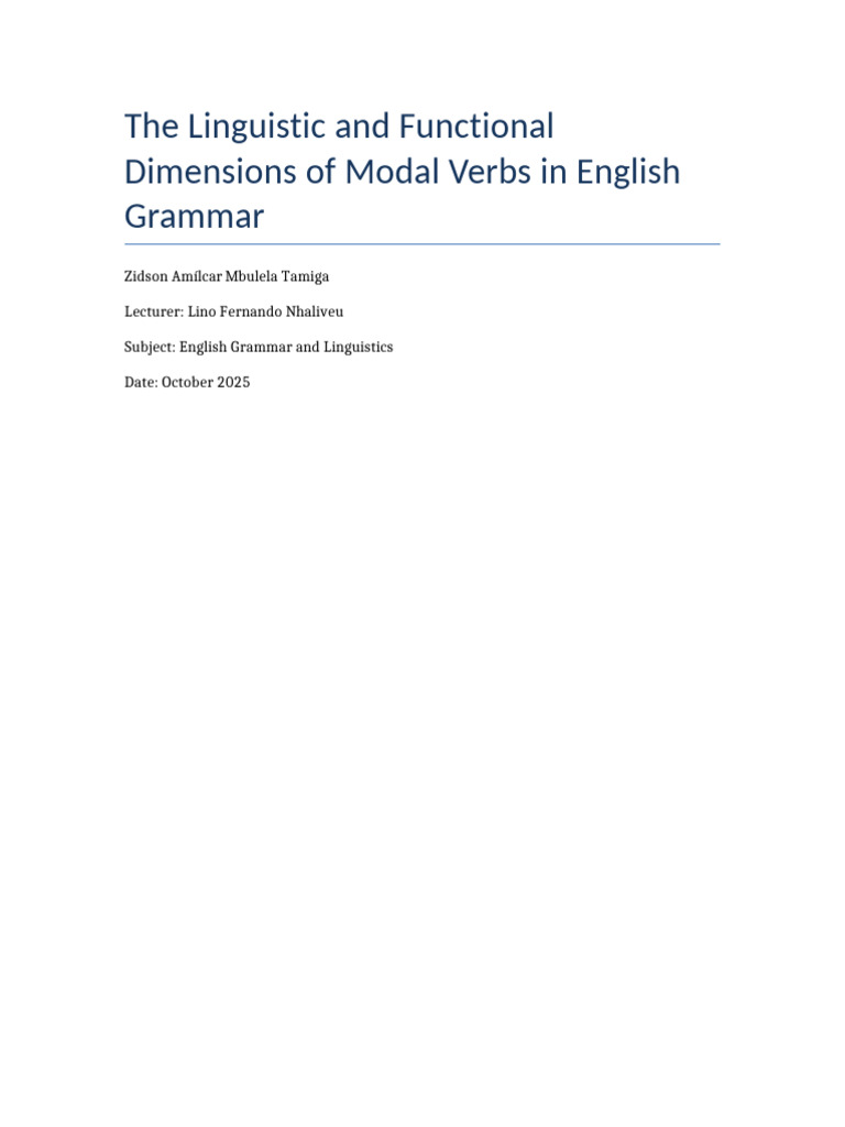 Modal Verbs Academic Assignment | PDF | Verb | Linguistic Typology