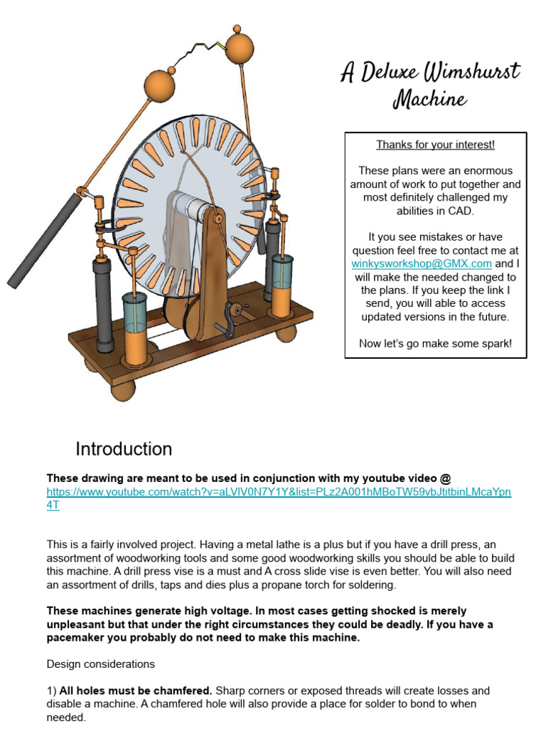 Deluxe Wimshurst Machine Plans Pdf Screw Capacitor