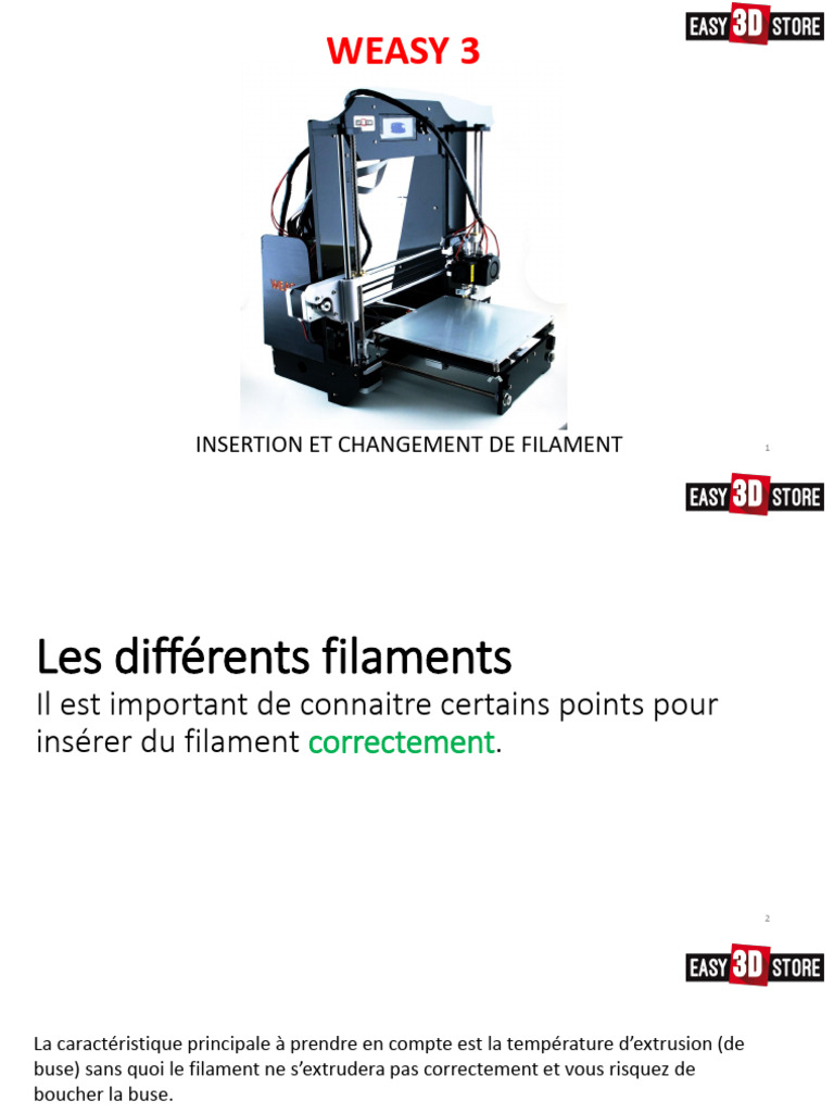 Guide de changement de filament 3D | PDF
