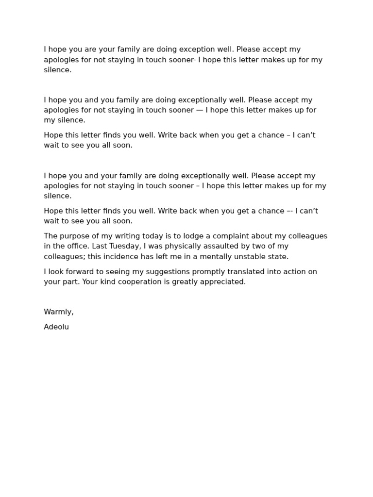 I Hope You Are Your Family Are Doing Exception Well | PDF