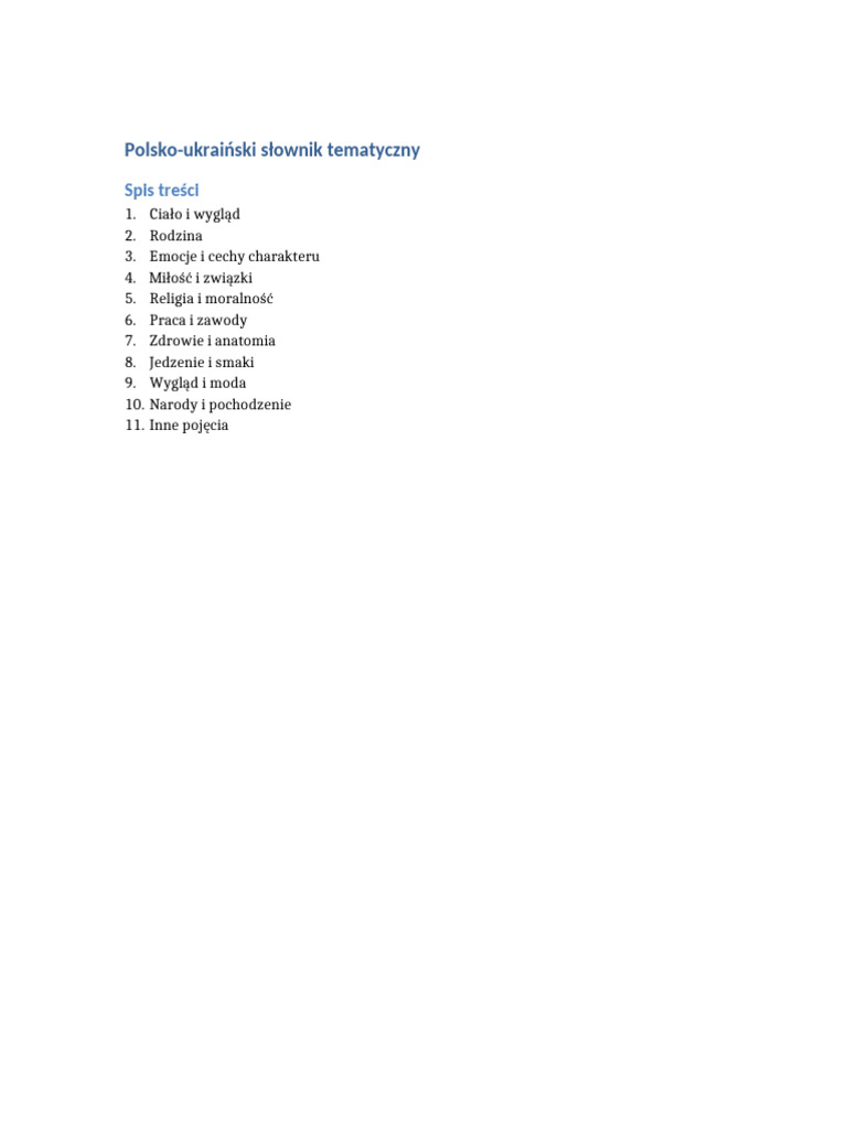 Polsko Ukrainski Slownik Tematyczny | PDF