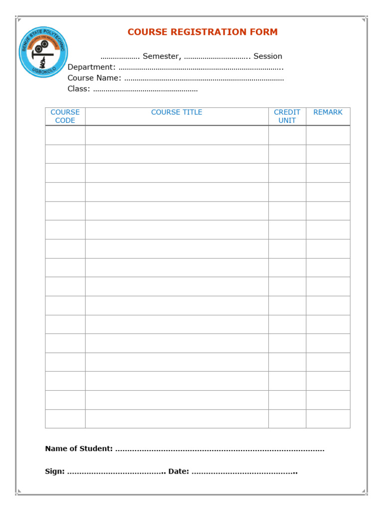 Course Registration Form | PDF