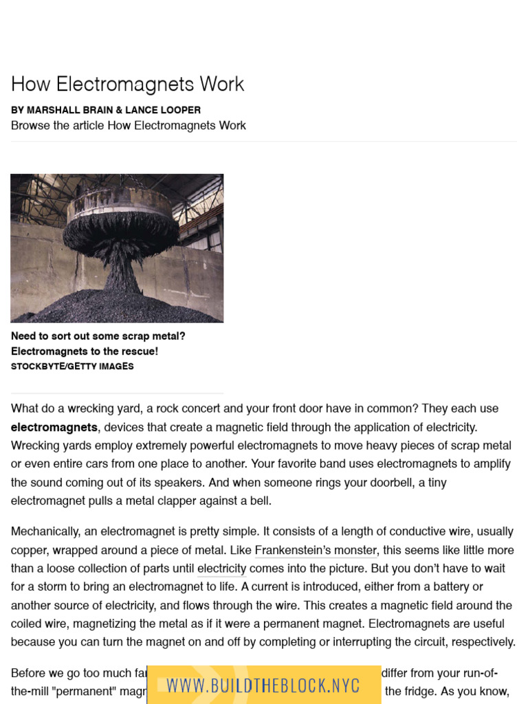 How Electromagnets Work - HowStuffWorks | PDF | Magnetism ...