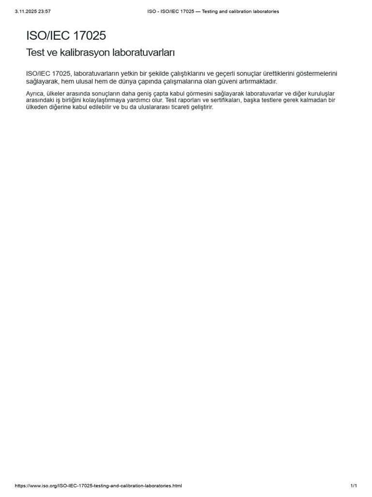 ISO - IsO - IEC 17025 - Testing and Calibration Laboratories | PDF