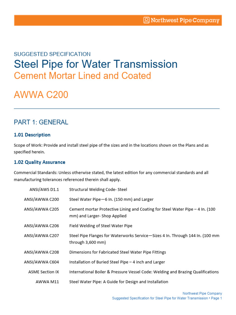NWP Specs c200 CML CMC | PDF | Pipe (Fluid Conveyance) | Welding