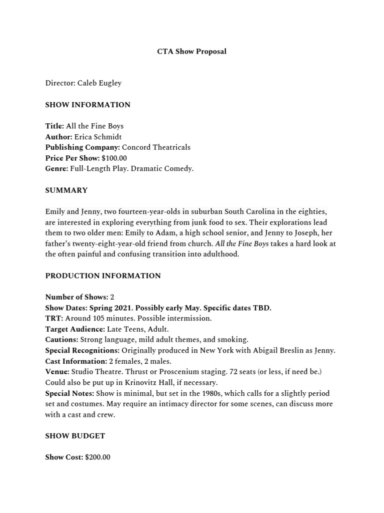 All The Fine Boys Proposal | PDF
