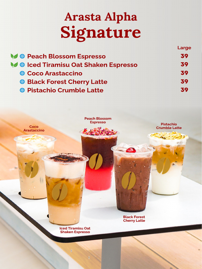 Arasta Alpha Cafe Menu Overview | PDF | Sauce | Foods