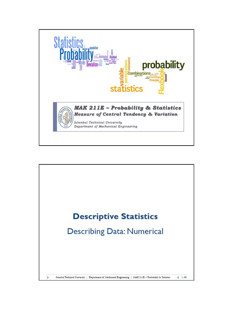 LectureNote 03 CentralTendancyVariation | PDF | Mean | Median
