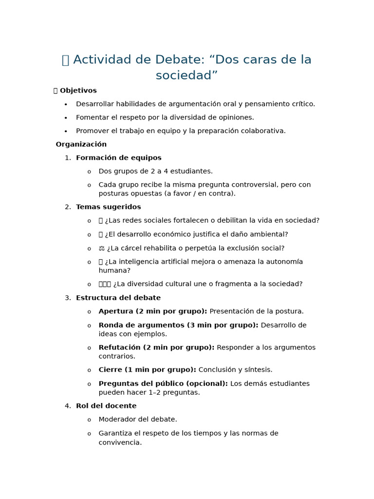 Debate Temas Controversiales | PDF