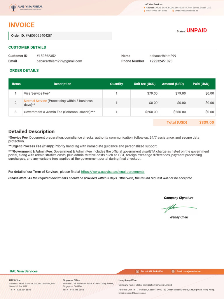 Invoice Order AE09025404281 | PDF | Fee | United Arab Emirates