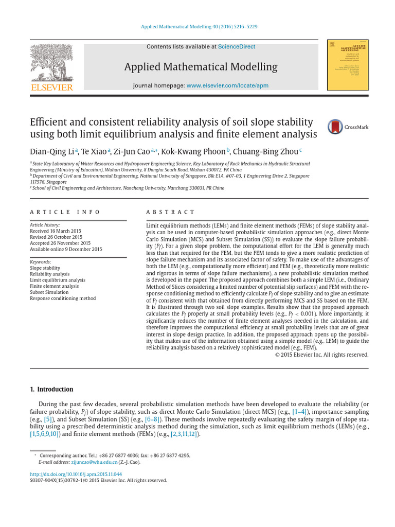 Efficient and Consistent Reliability Analysis of Soil Slope Stability ...