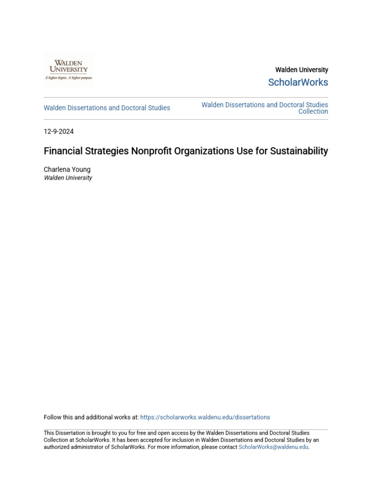 Financial Strategies Nonprofifit Organizations Use for Sustainability ...