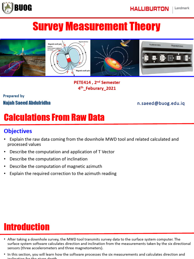 Calculating Inclination & Azimuth in MWD | PDF | Azimuth | Magnetometer