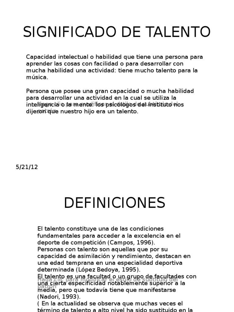 Significado de Talento | Descargar gratis PDF | Deportes | Inteligencia