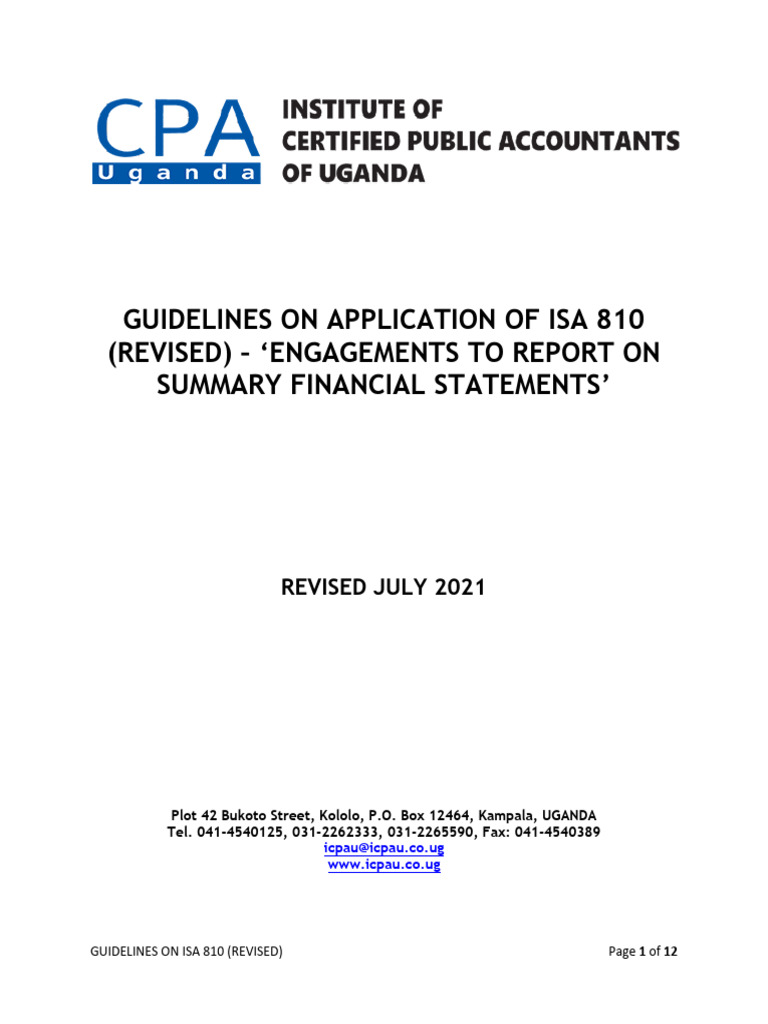 Guidelines On Isa 810 (Revised) | PDF | Auditor's Report | Audit