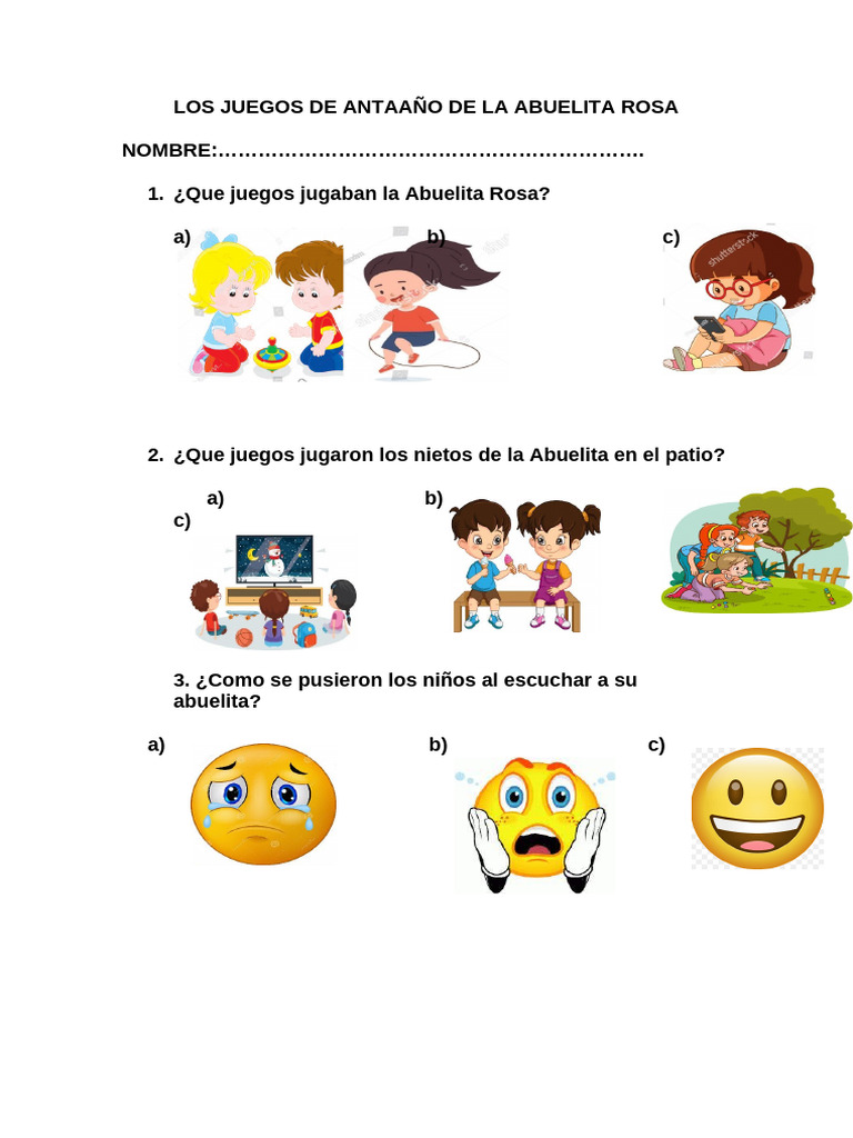 Ficha de Los Juegos Antaaño - Karol | PDF