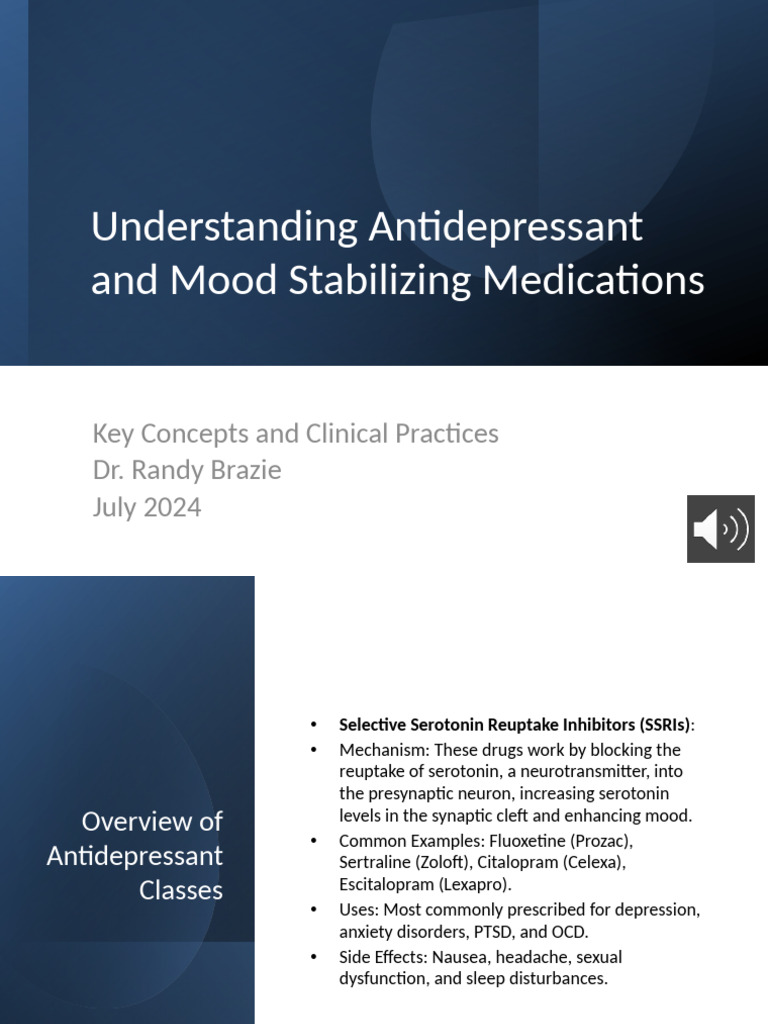 Exam 2 Lecture Antidepressant Medications Presentation RB | PDF ...