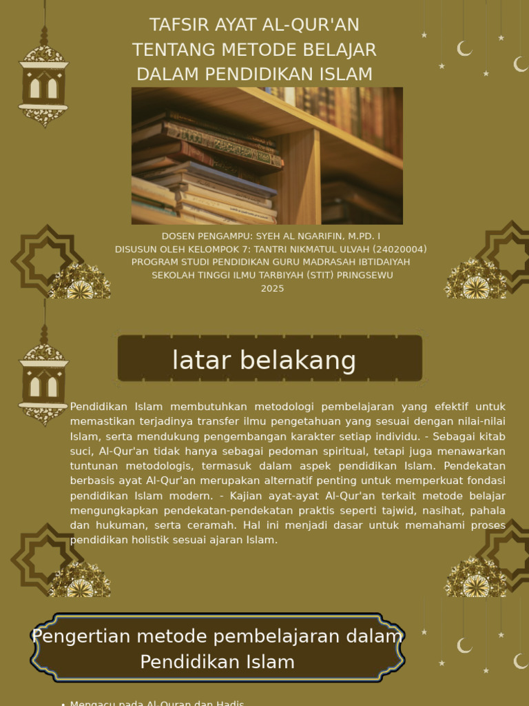 Hadist Tarbawi Metode, Tantri | PDF