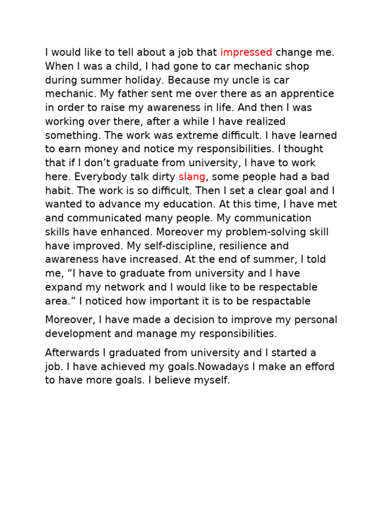 Essay - Impressed Job | PDF