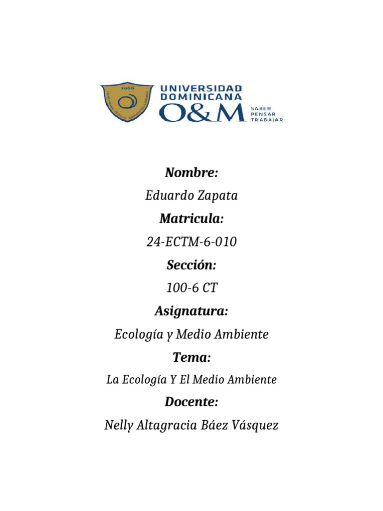 Tema I - Ecologia Medio Ambiente | PDF | Ecología | Entorno natural