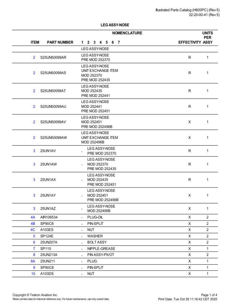 Illustrated Parts Catalog for Leg Assembly | PDF | Metalworking