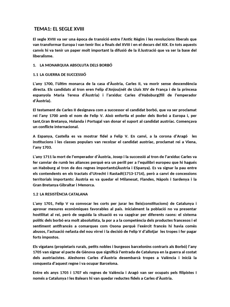 T1el Segle XVIII | PDF