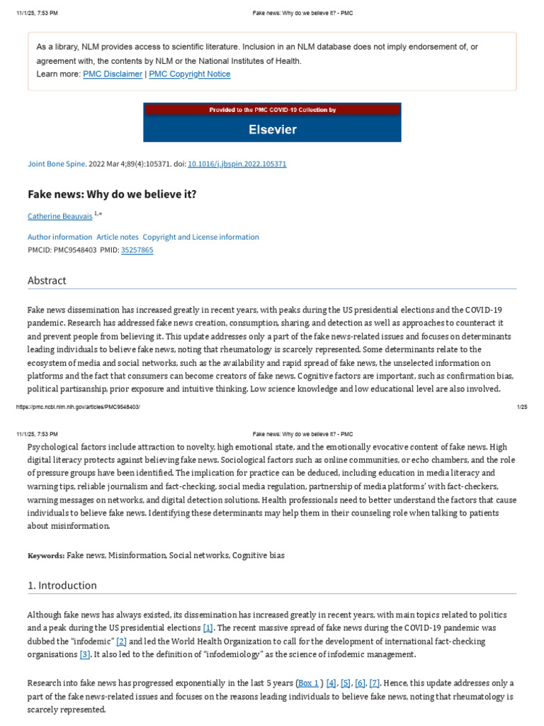 Fake News_ Why Do We Believe It_ - PMC | PDF | Social Media | Popular ...