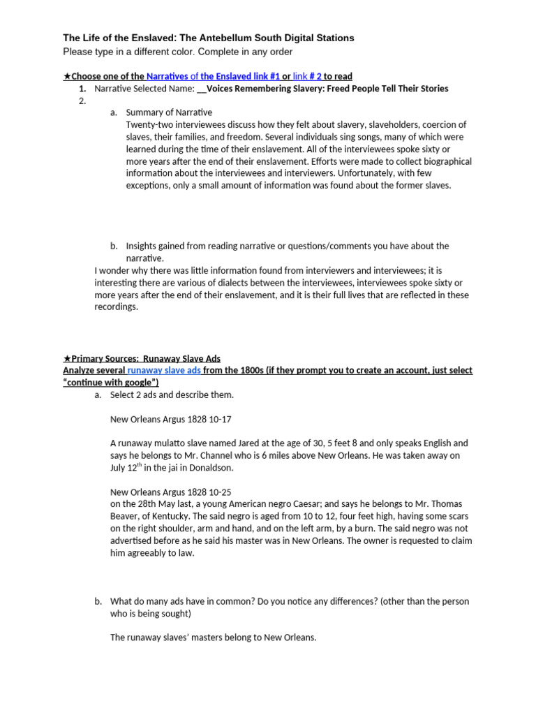 The Life of the Enslaved_ the Antebellum South | PDF | Slavery In The ...