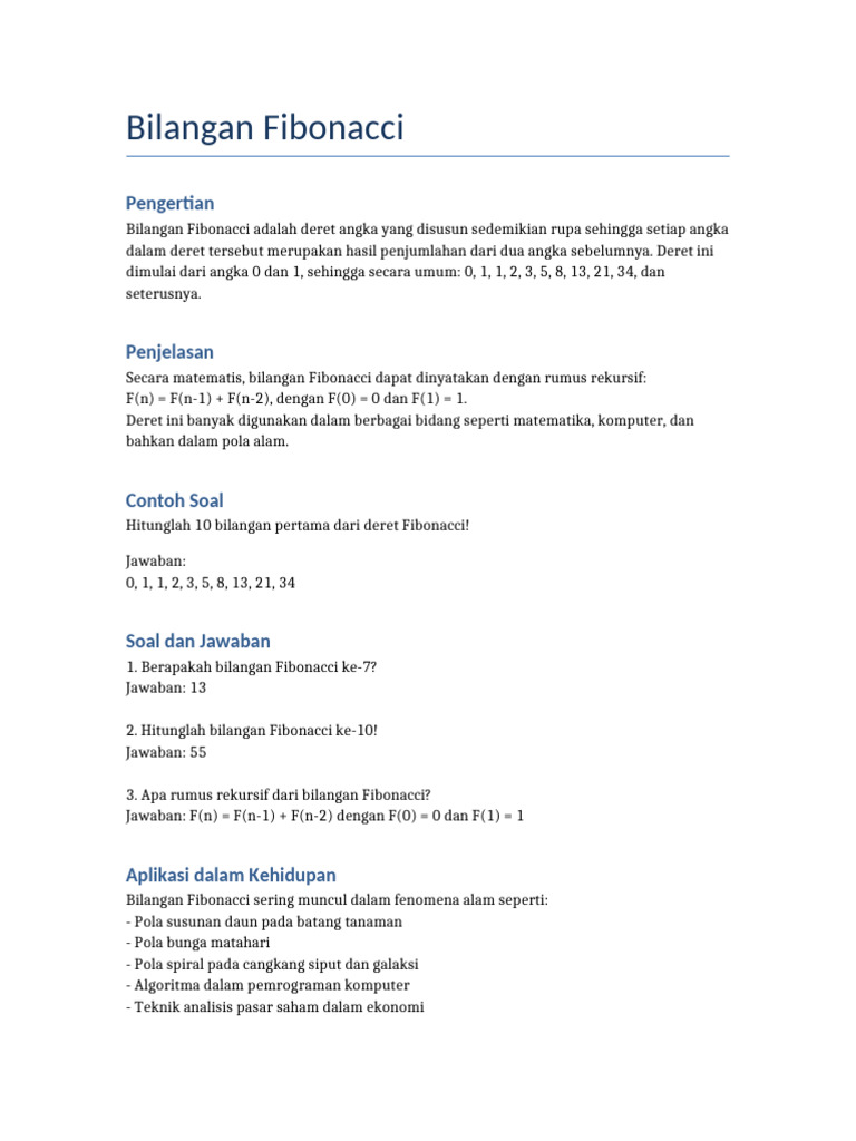 Bilangan Fibonacci | PDF