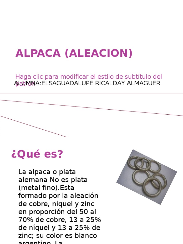 Alpaca Aleacion | PDF | Bronce | Cobre