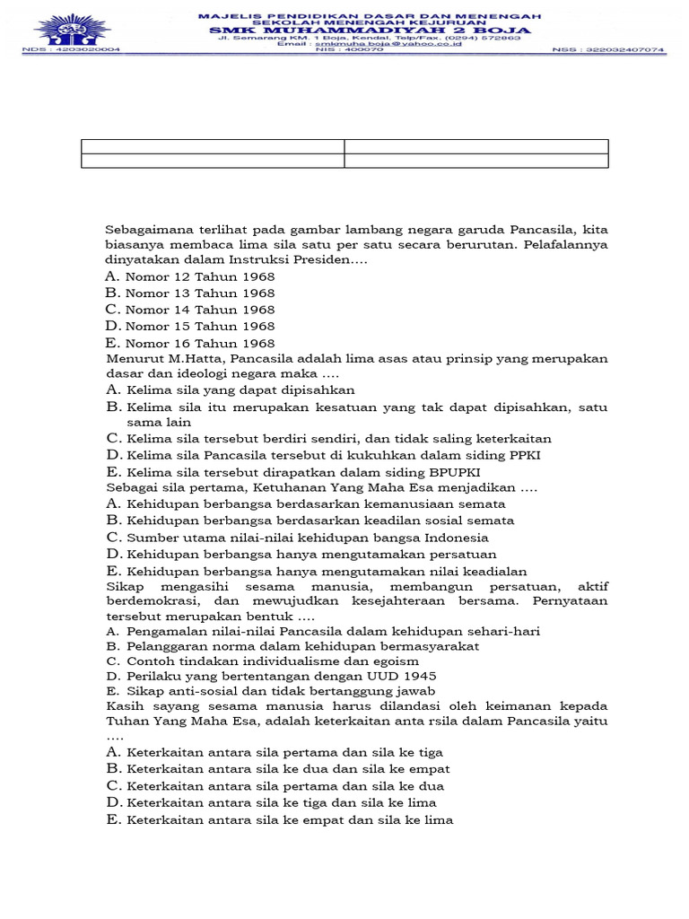 3. SOAL_TFB_PKN_KELAS XI_GASAL_2025-2026 | PDF