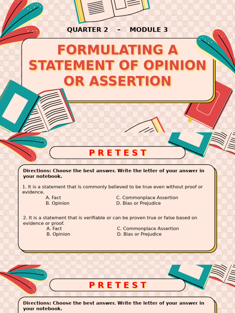 Week 3 Formulating a Statement of Opinion or Assertion | PDF | Truth ...