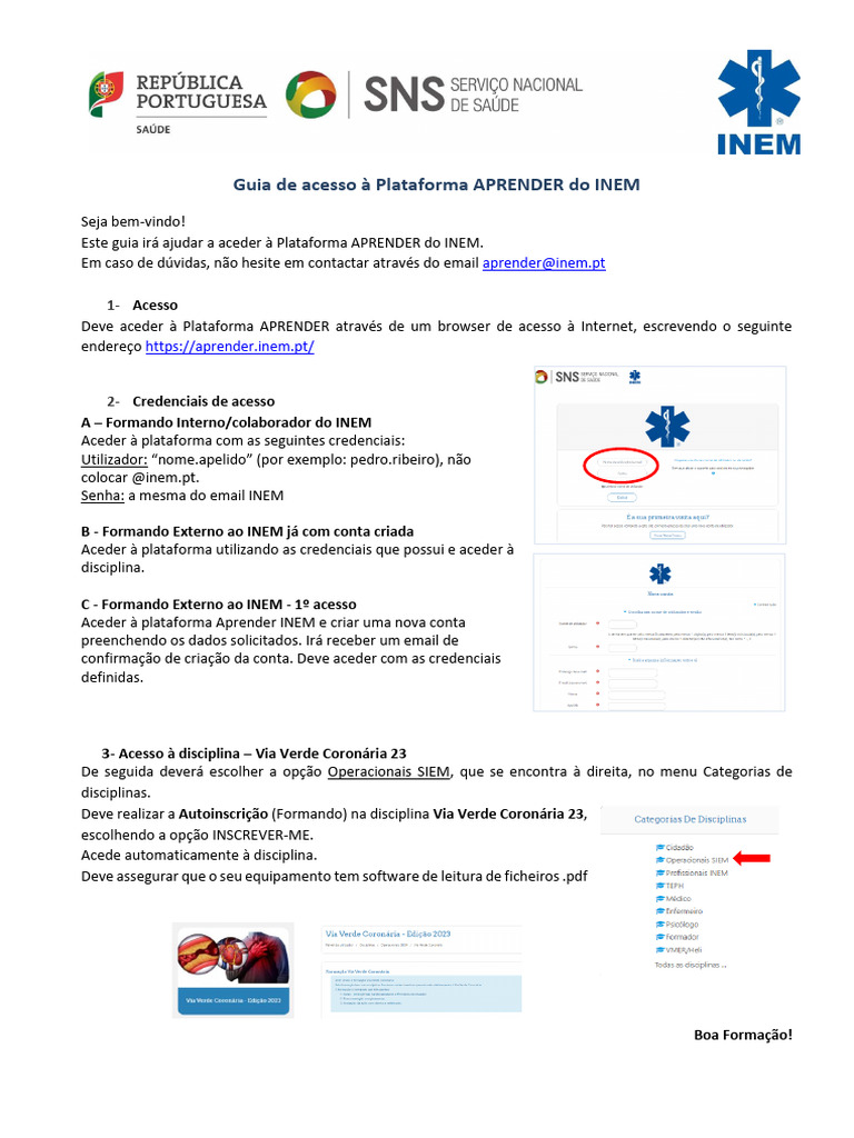 Acesso à Plataforma APRENDER do INEM | PDF