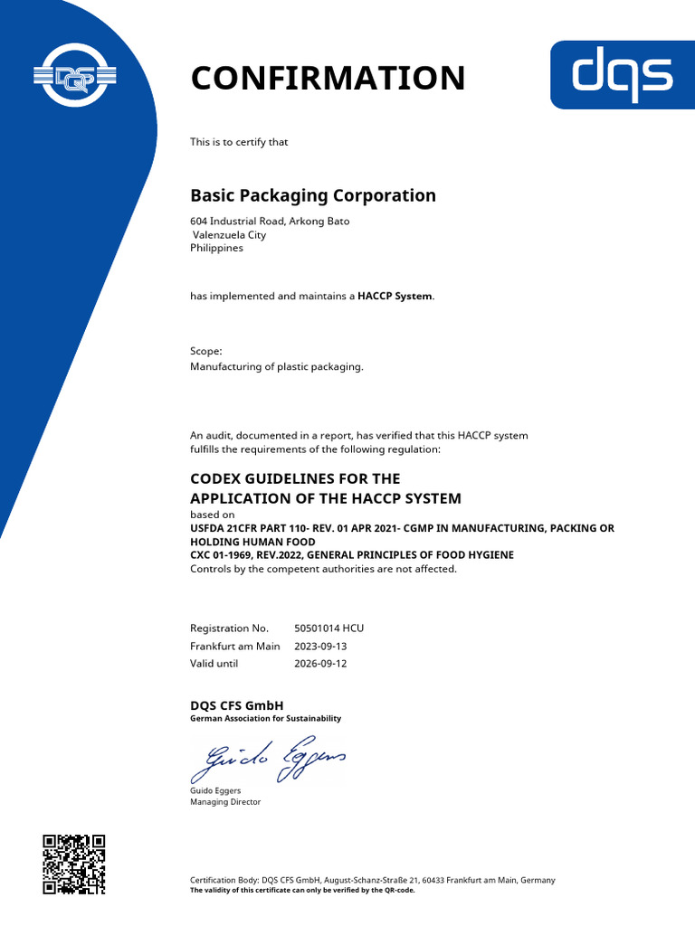 Basic Packaging Corporation - CERTIFICATE - English (US) - 2023-09-13 ...