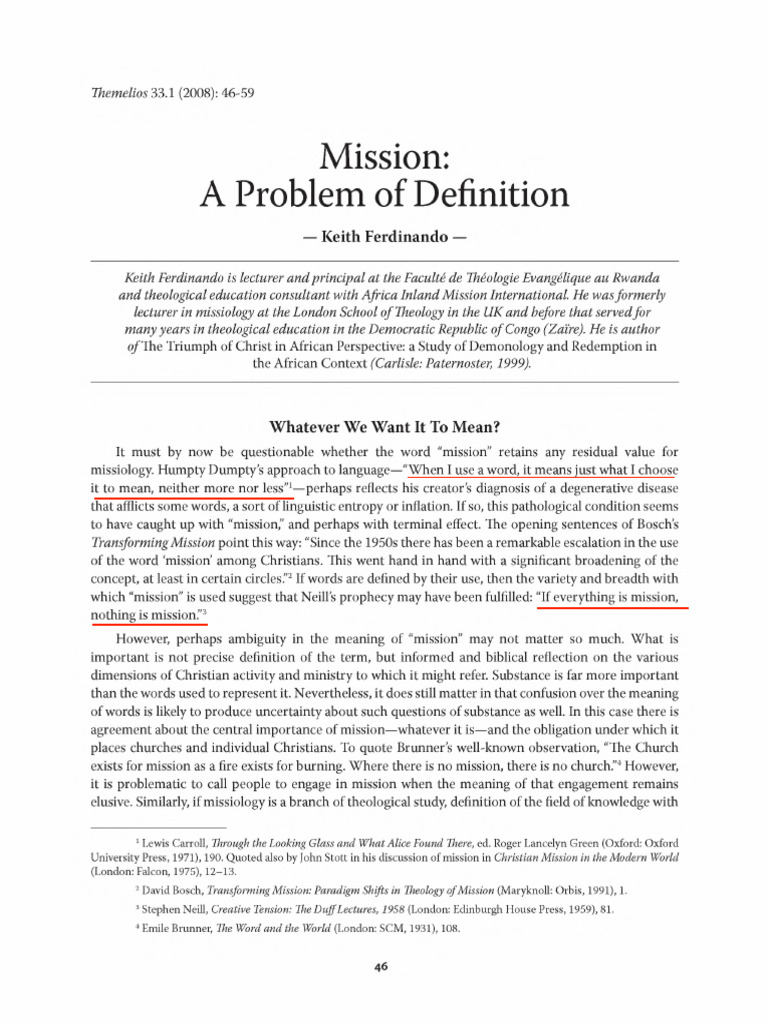 Artigo Mission Problem of Definition | PDF | Jesus | Disciple ...