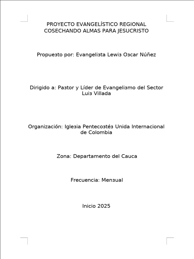 Proyecto Evangelístico Regional Cosechando Almas para Jesucristo | PDF ...