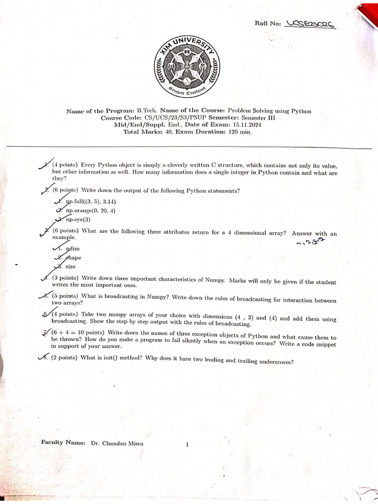 Question Papers 3rd Sem | PDF