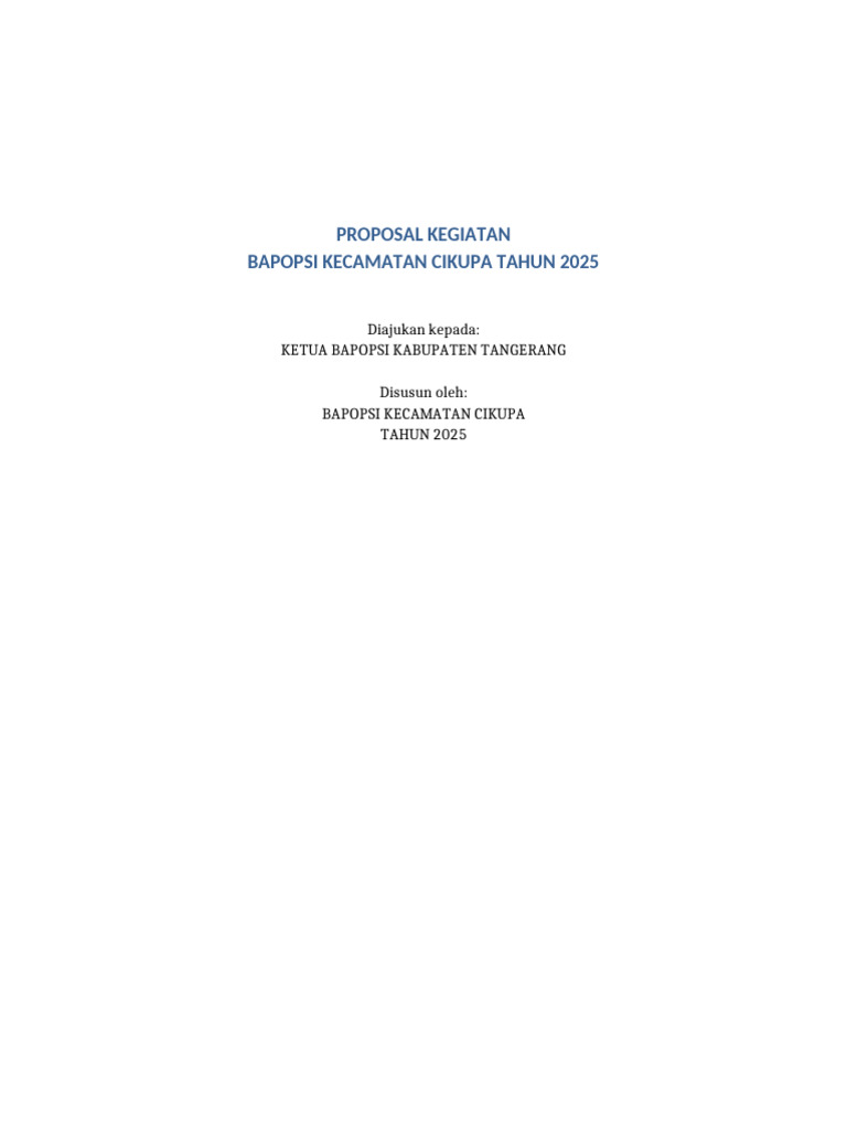 Proposal Kegiatan Olahraga BAPOPSI 2025 | PDF