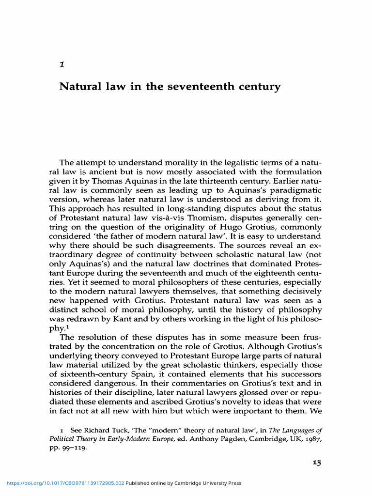 Seventeenth Century Natural Law Analysis | PDF | Natural Law | Thomas ...