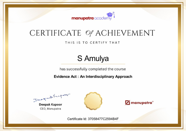 Evidence Certificate | PDF