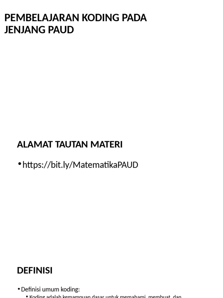 Pembelajaran Coding Di PAUD | PDF