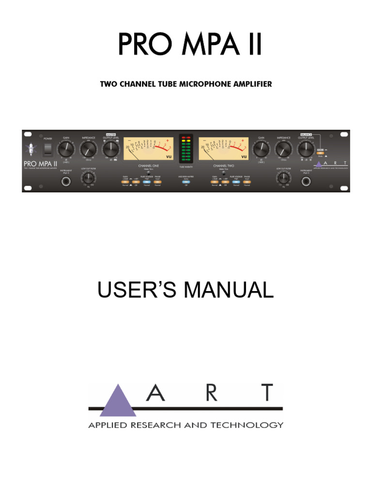 Pro Mpa II Manual v205 | PDF | Microphone | Vacuum Tube
