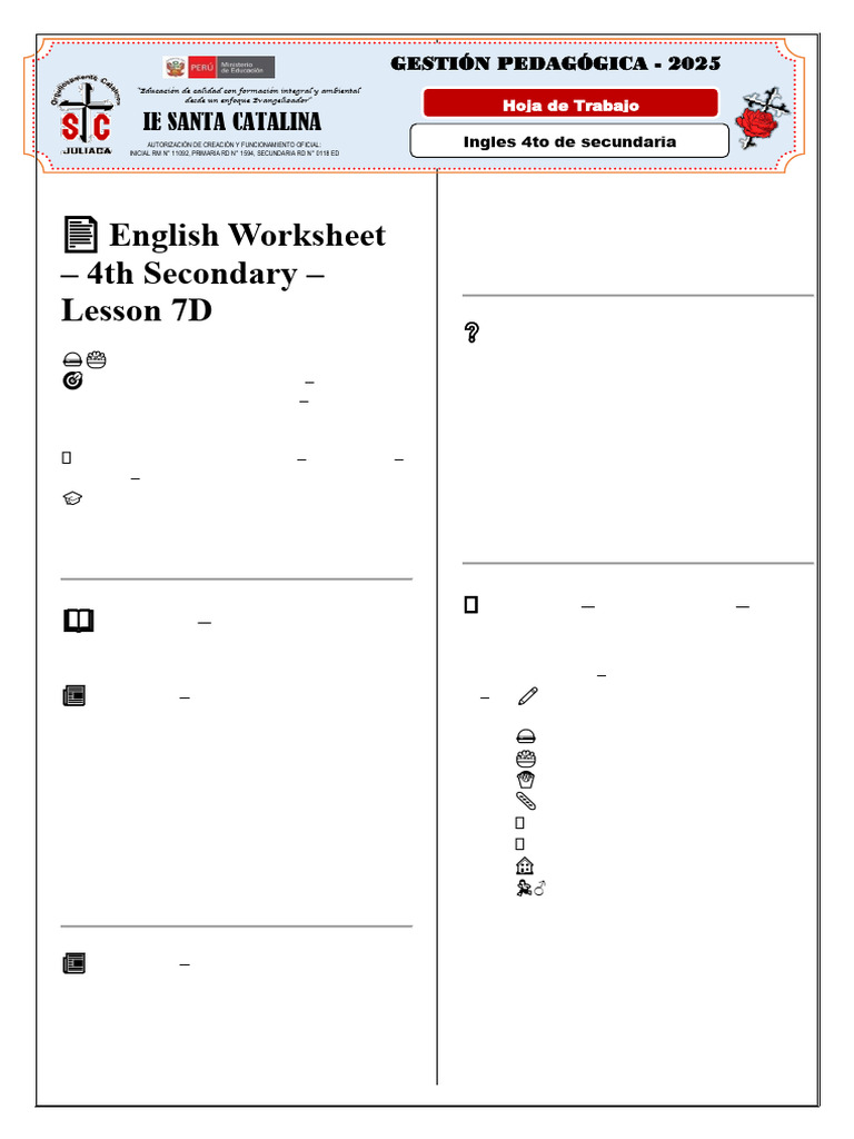 Hoja de Trabajo 4tos de Sec - Del 02 Al 05 de Setiembre - 2025 | PDF ...