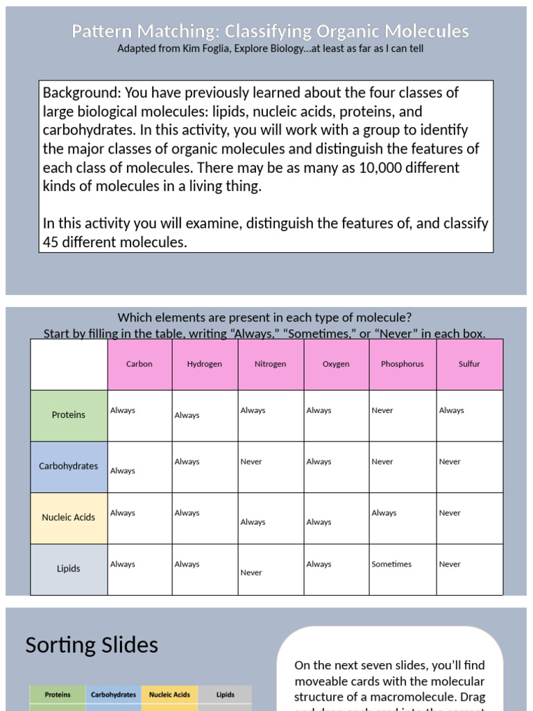Classifying Organic Molecules Activity | PDF | Nucleotides | Carbohydrates