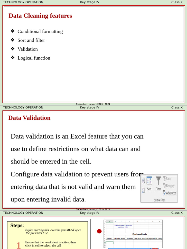 Lesson 10 - Formatting Cells and Setting Validation and Data Manipulation | PDF | Microsoft ...