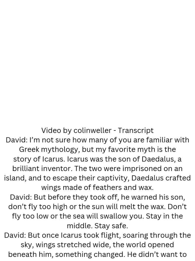 Icarus: Lessons from Greek Mythology | PDF
