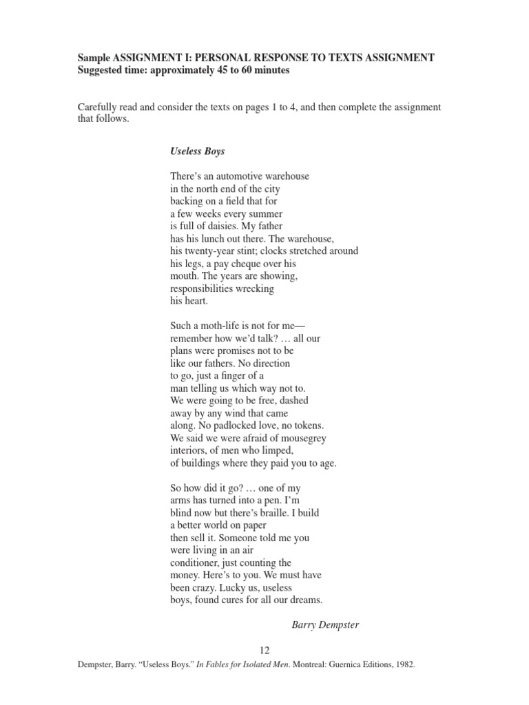 "Useless Boys," by Barry Dempster | PDF